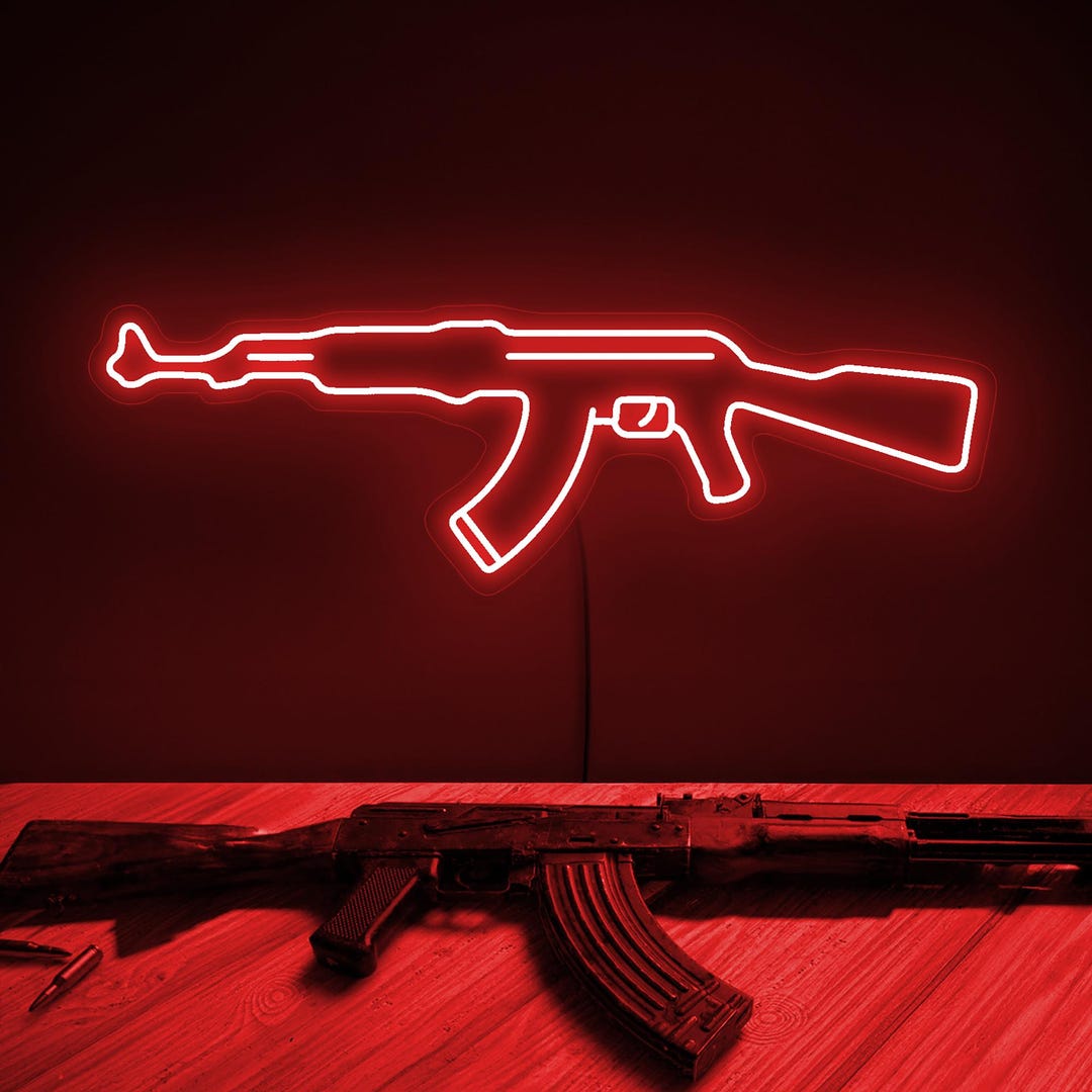 Ak47 Neon Sign, Ak47 Led Sign, Gun Neon Sign, Rifle Neon Sign, Weapon ...