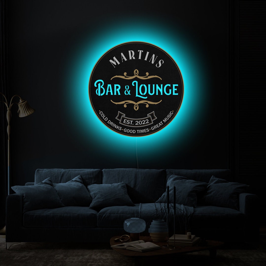 Bar and Lounge Led Sign, Custom Bar Sign, Personalized Bar Sign, Lounge ...