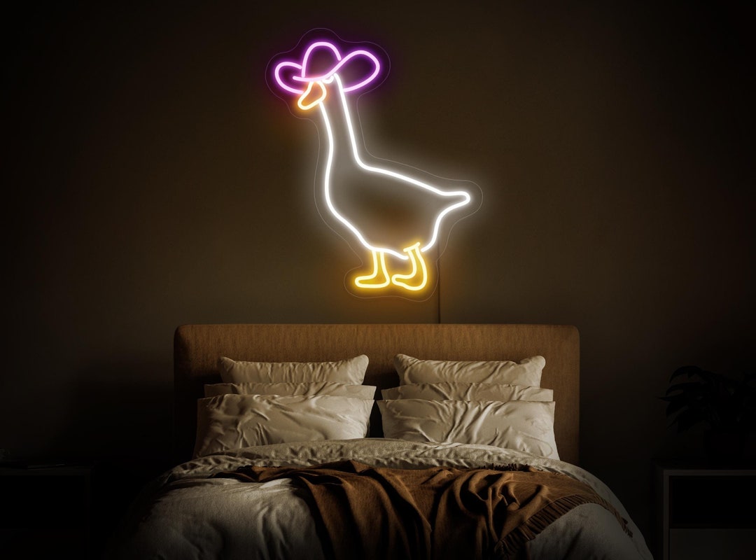 Cowboy Goose Neon Sign, Goose Led Sign, Cowboy Neon Sign, Bird Neon ...