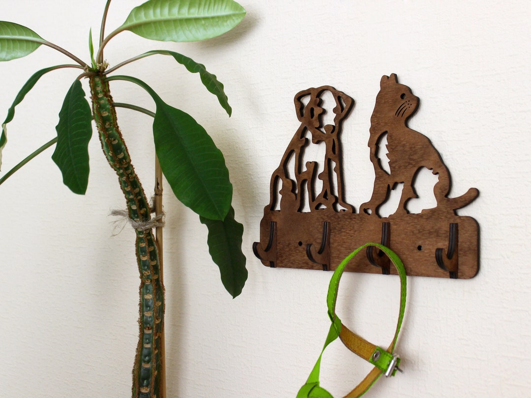 Dog Leash Holder for Wall, Dog Leash Hanger, Dog Leash Rack, Wooden ...
