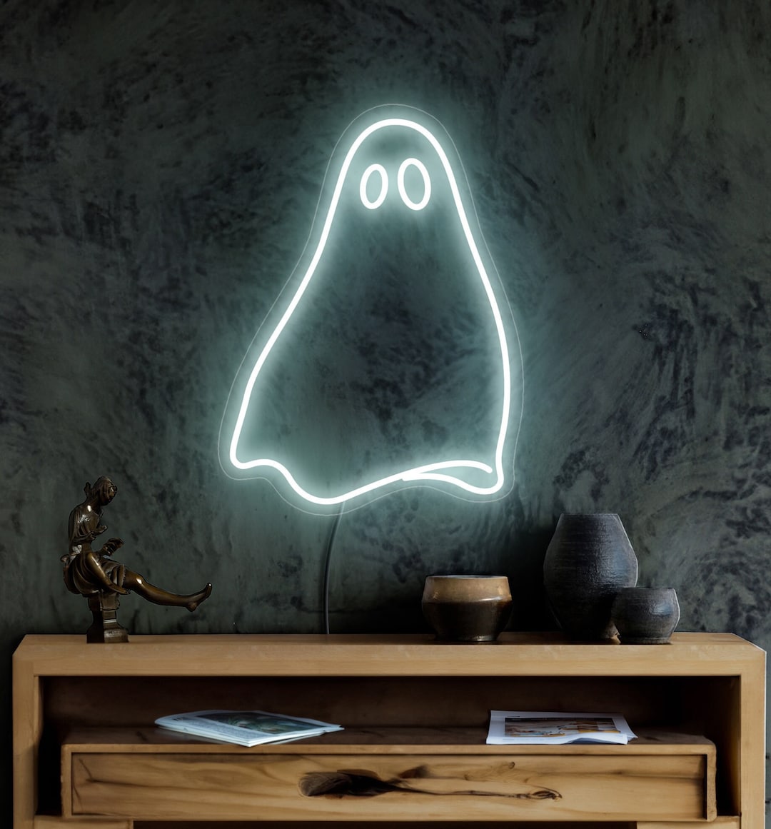 Ghost Neon Sign, Ghost Sign, Halloween Neon Sign, Ghost Led Sign, Ghost ...