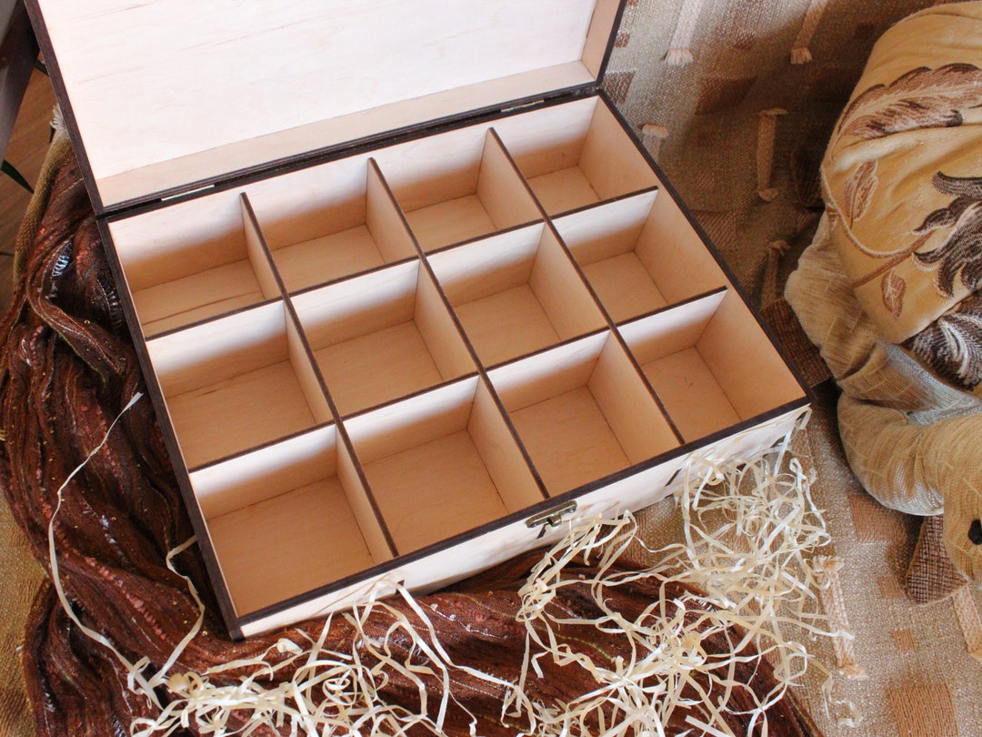 Tea Box Organizer, Engraved Tea Chest, Tea Caddy, Tea Storage Box ...
