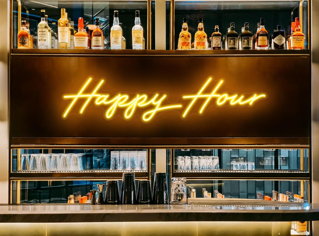 Happy Hour Neon Sign, Happy Hour Led Sign, Bar Neon Sign, Home Bar Neon ...