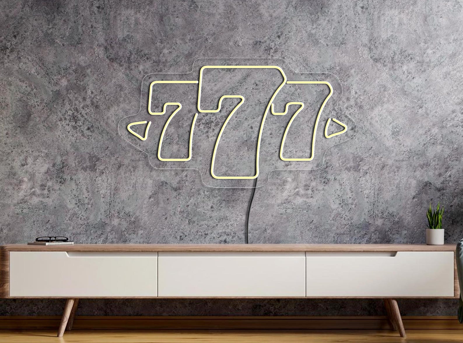 Lucky Number Neon Sign, Lucky Seven Led Sign, 777 Neon Sign, Poker Room ...