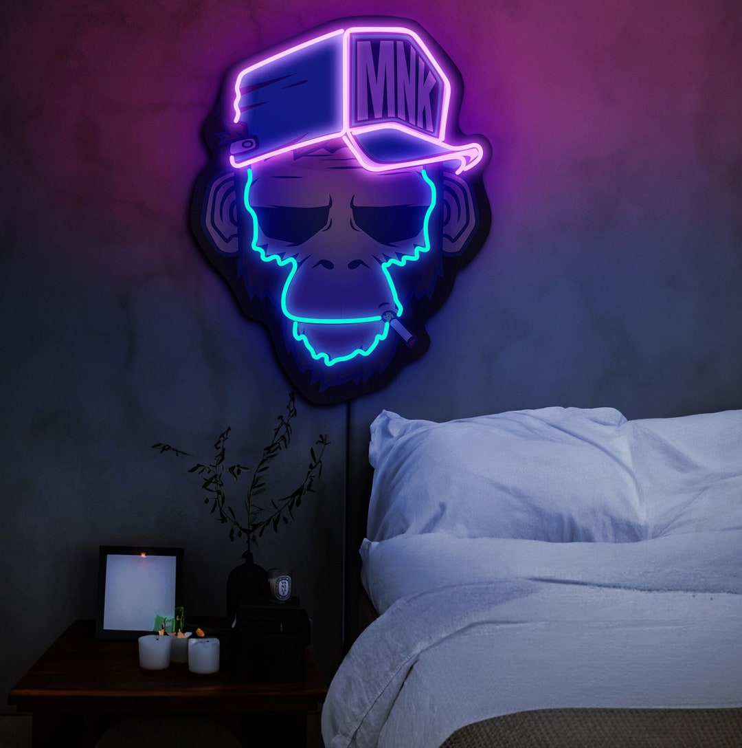 Monkey Neon Sign, Smoking Monkey Sign, Monkey Pop Art Artwork ...