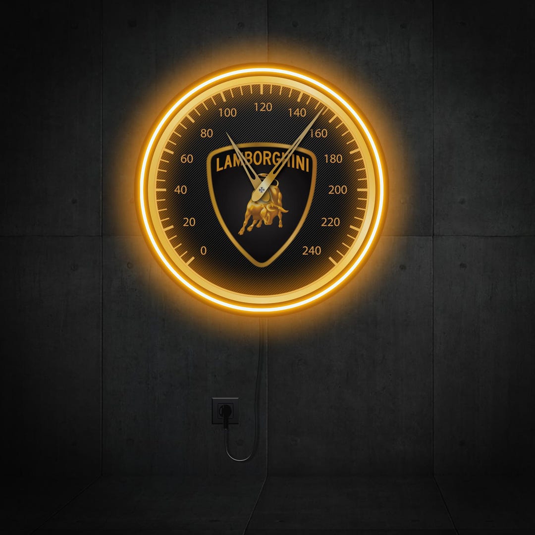 Lamborghini Neon Clock, Lamborghini Wall Clock, Garage Neon Clock ...