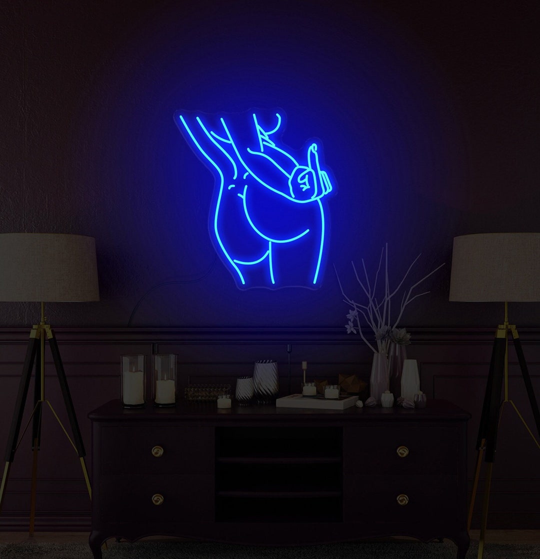 Woman Body Neon Sign, Booty Neon, Girl Body Neon Sign, Middle Finger ...