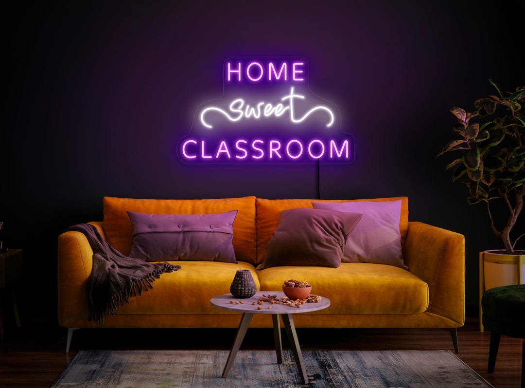 Home Sweet Classroom Sign, School Neon Sign, Learning Neon Sign ...