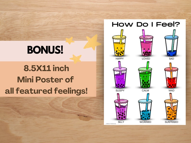 Bubble Tea Themed Feelings Skill Cards, Emotions Flashcards, Social ...