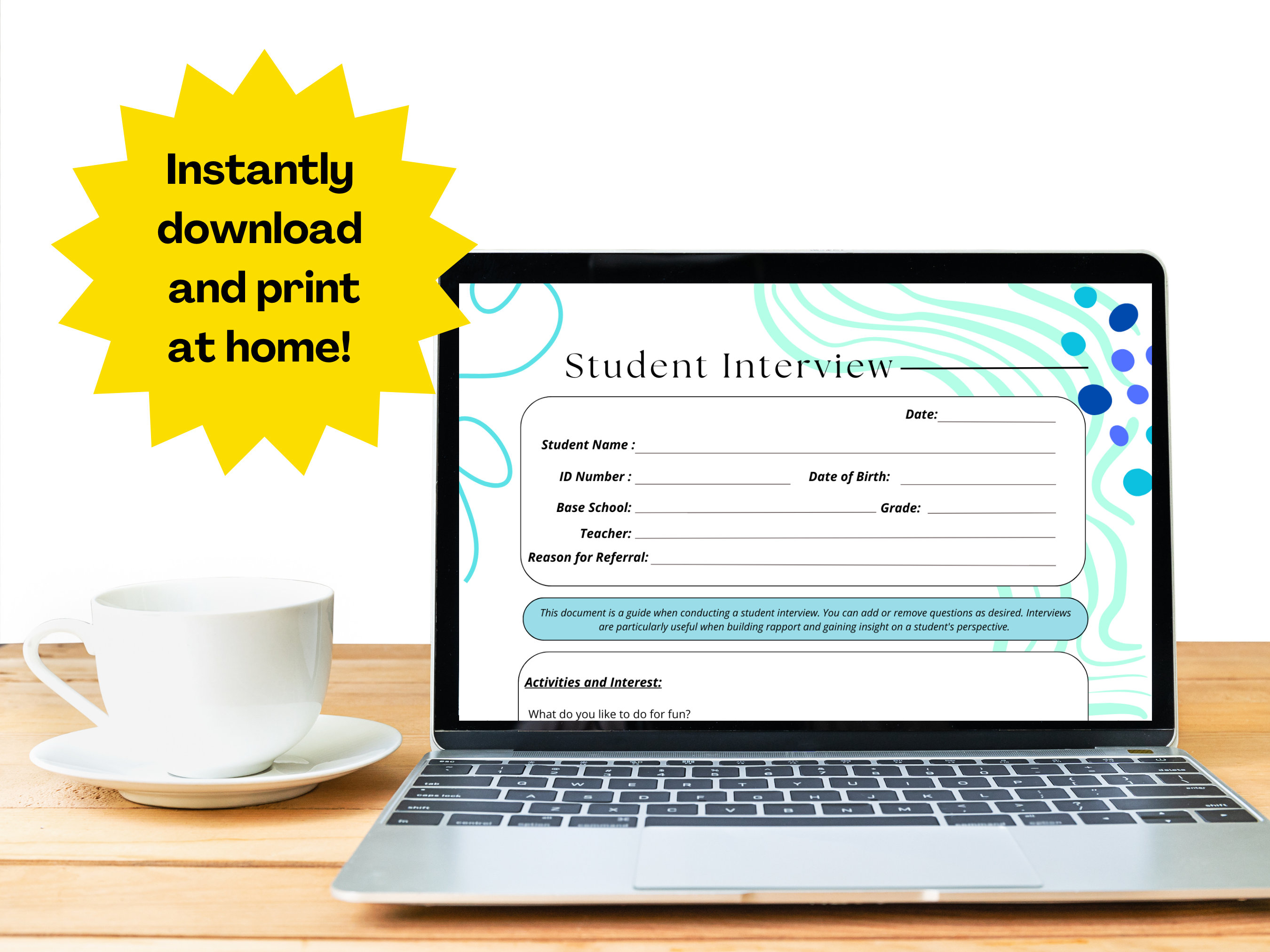 Student Interview Form Clinical Interview Form School Psychologist ...