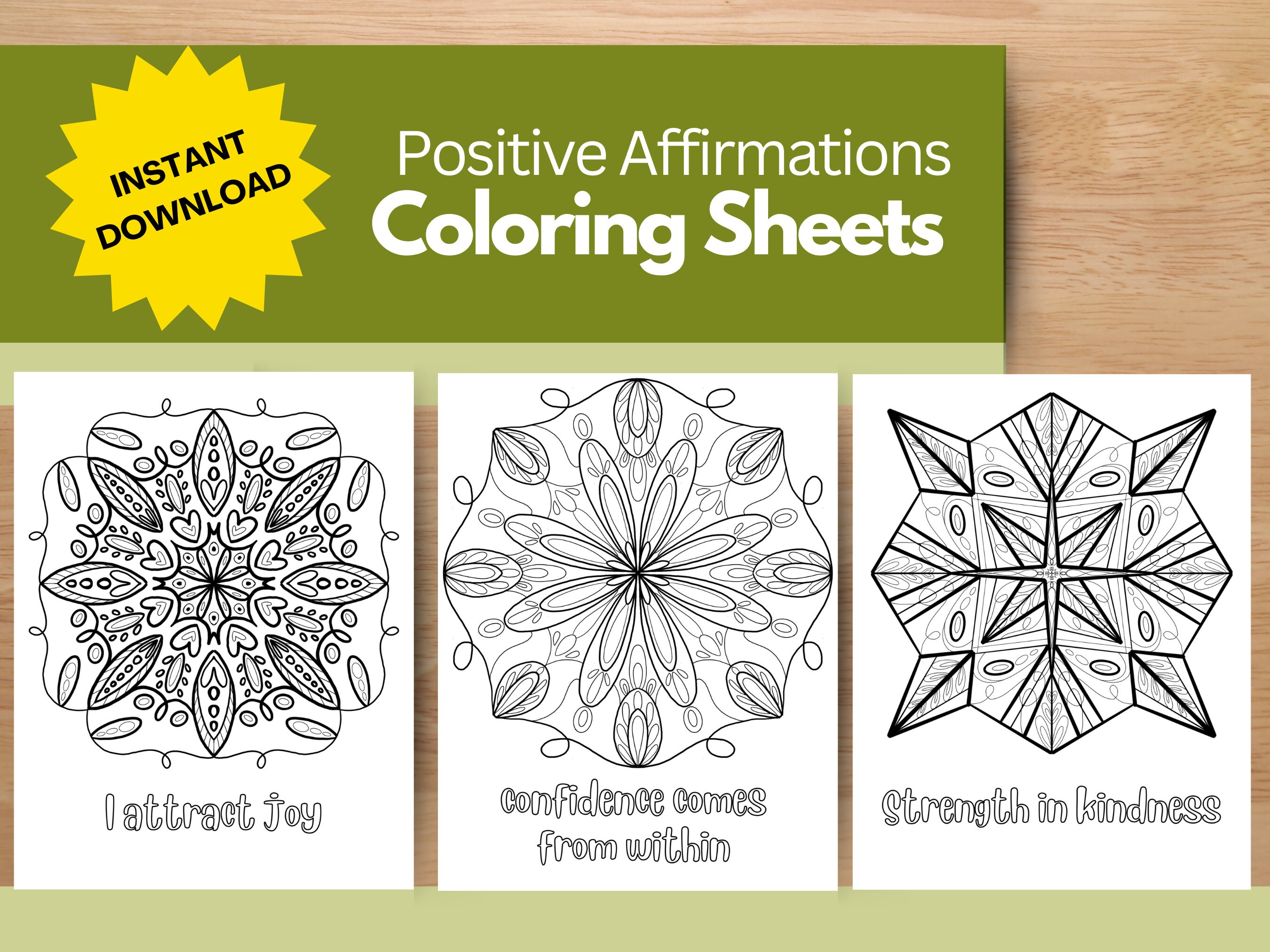 Positive Affirmations Coloring Sheets Calming Corner - Etsy