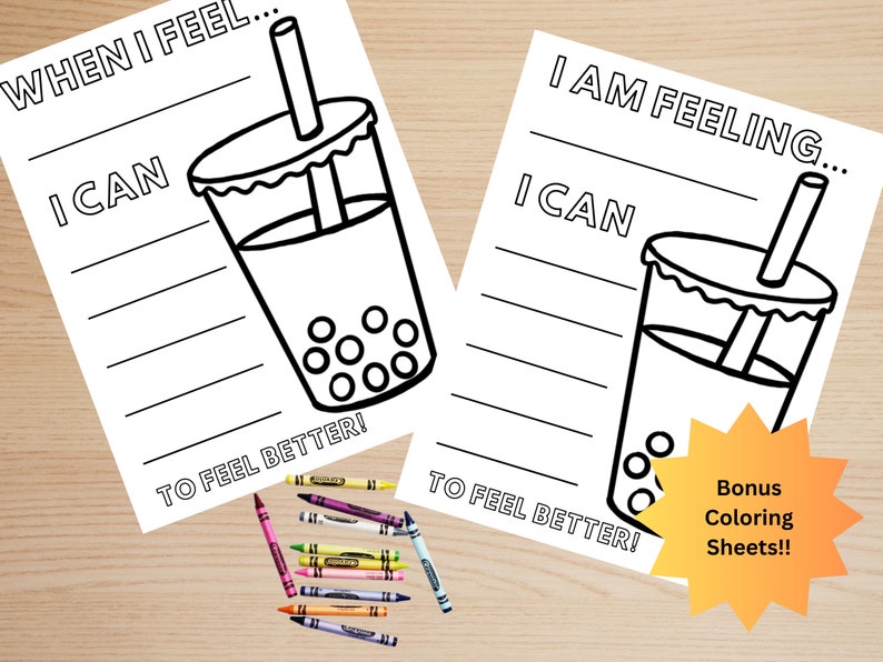 Bubble Tea Themed Feelings Skill Cards, Emotions Flashcards, Social ...