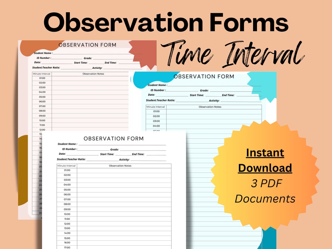 Observation Form | Classroom Observation Form | Time Interval ...