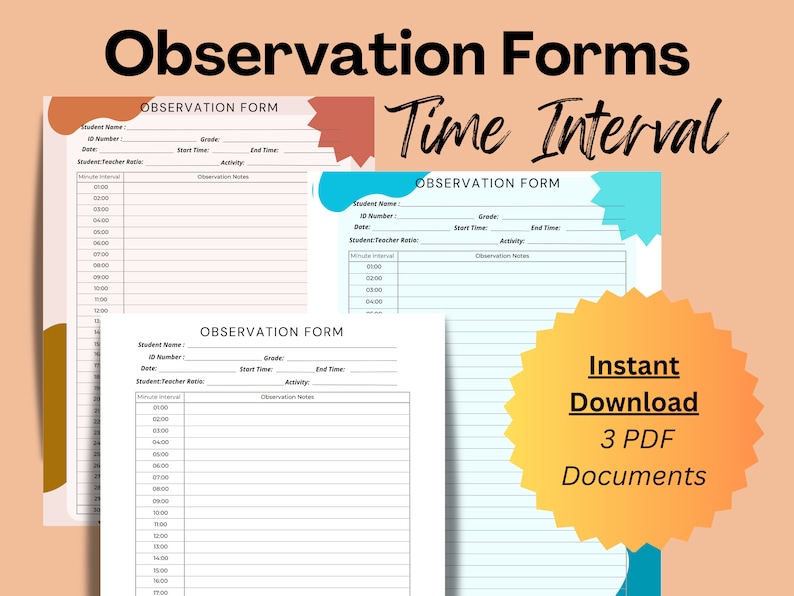 Observation Form | Classroom Observation Form | Time Interval ...