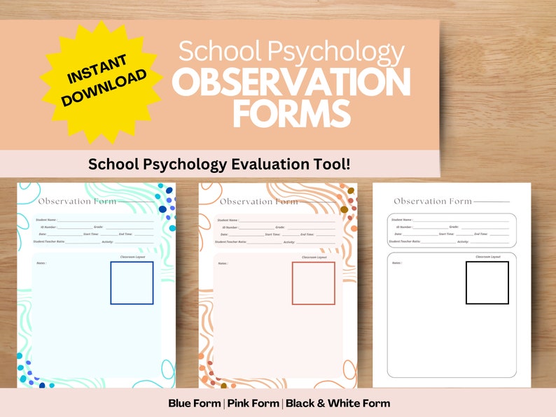 School Psychology Observation Forms, Behavioral Observation Forms ...