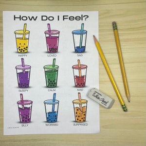Bubble Tea Themed Feelings Skill Cards, Emotions Flashcards, Social ...