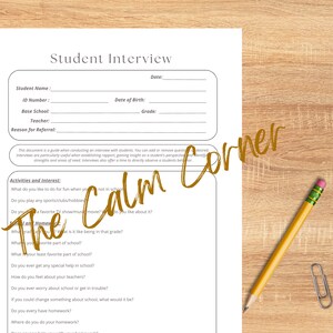 Student Interview Form Clinical Interview Form School - Etsy