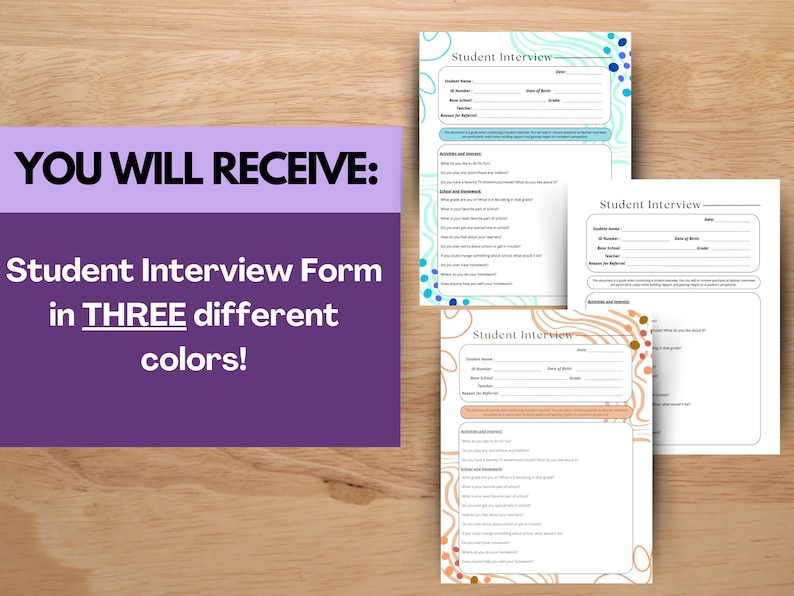 Student Interview Form | Clinical Interview Form | School Psychologist ...