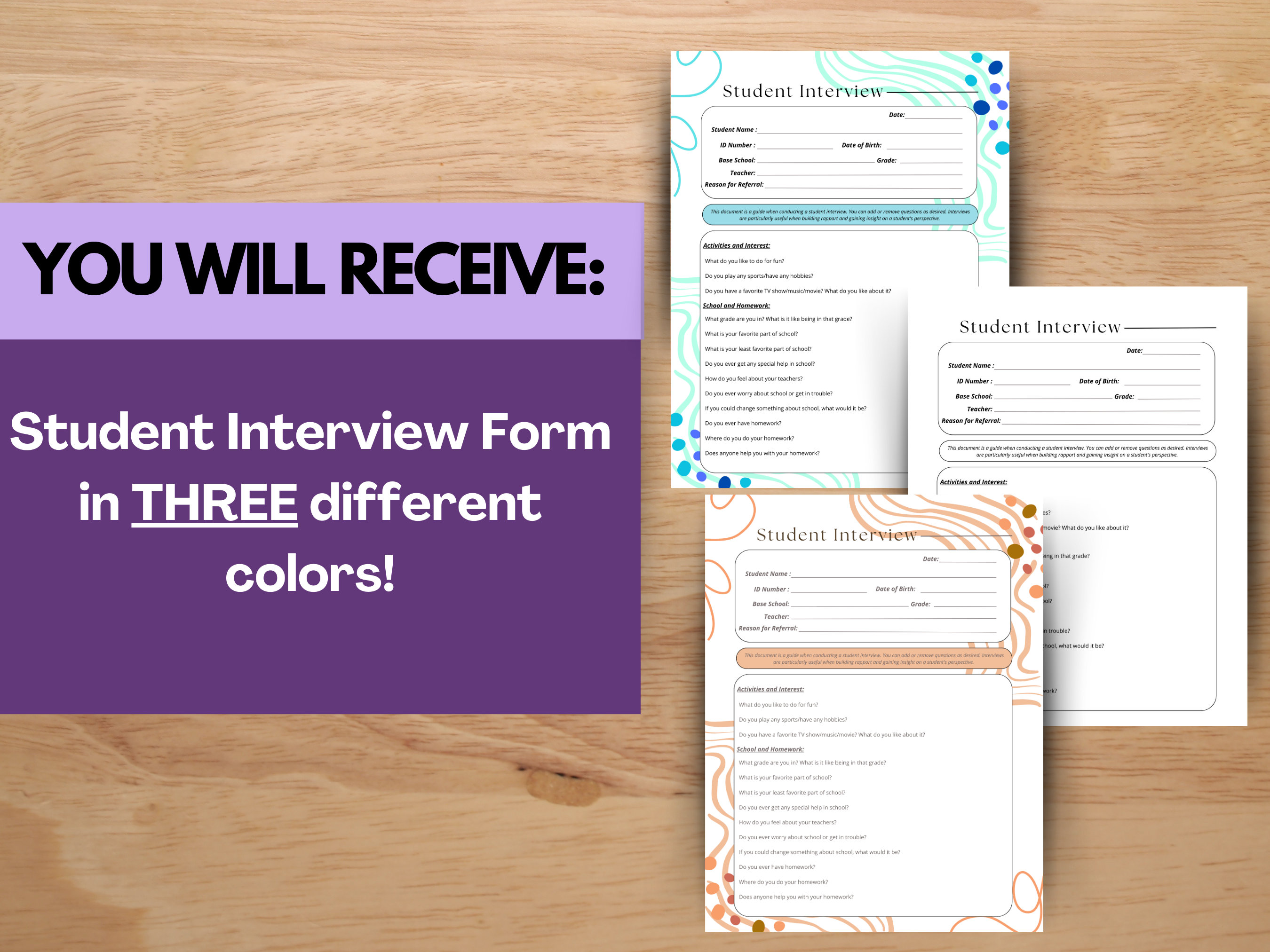 Student Interview Form | Clinical Interview Form | School Psychologist ...