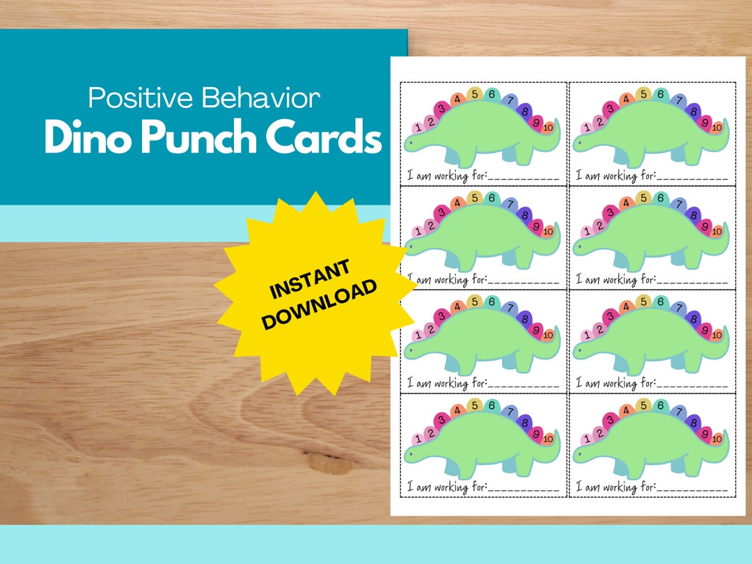 Dinosaur Positive Behavior Punch Card, Classroom Behavior Management ...
