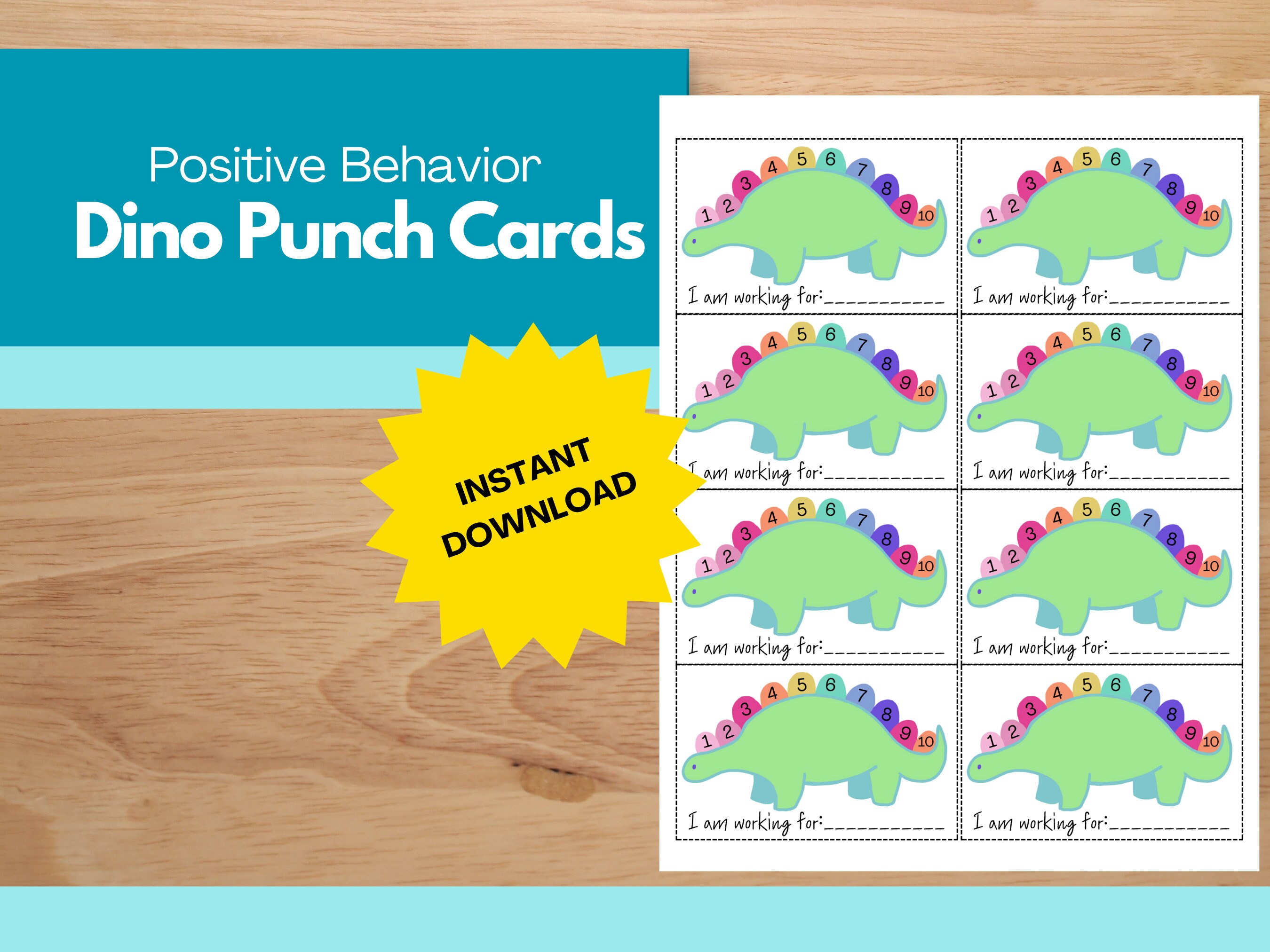 Dinosaur Positive Behavior Punch Card, Classroom Behavior Management ...