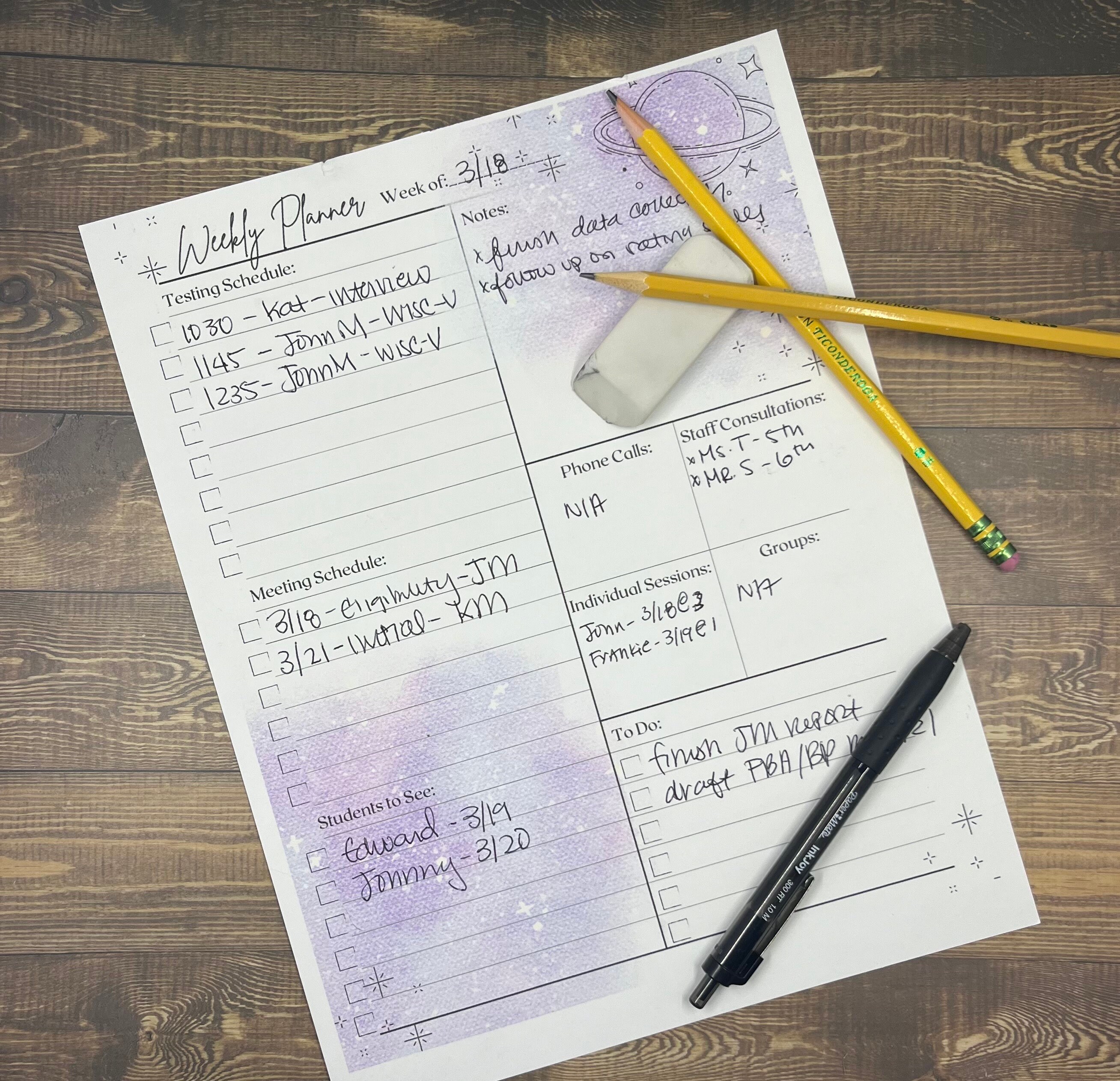 School Psychologist Daily Planner, School Psychologist Weekly Planner ...
