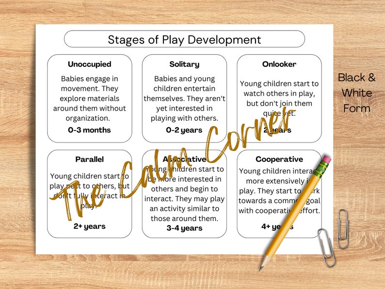 Developmental Milestones Stages of Play Quick Reference Form - Etsy