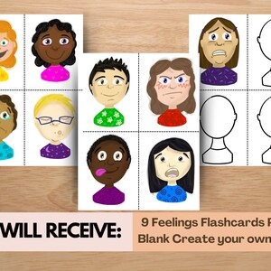 Feelings Skill Flashcards, Emotion Identification for Kids, Social ...