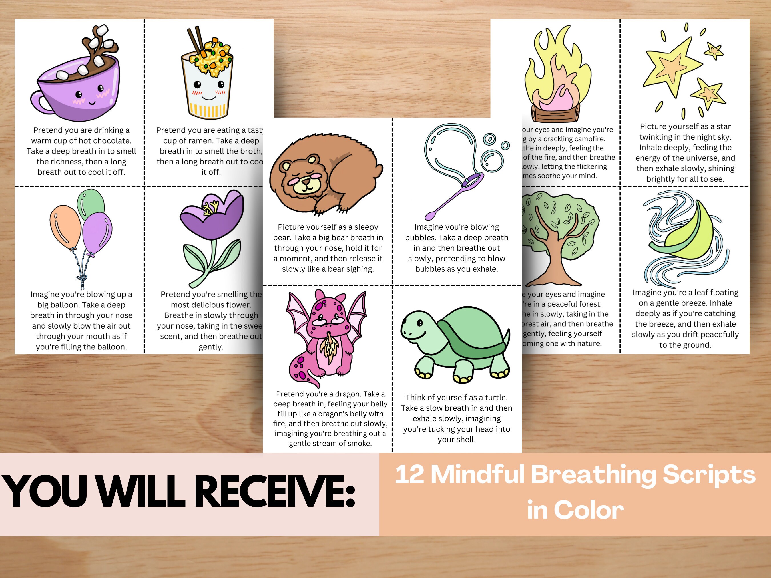 Mindful Breathing Cards, Social Emotional Learning, Coping Skills, Calm ...