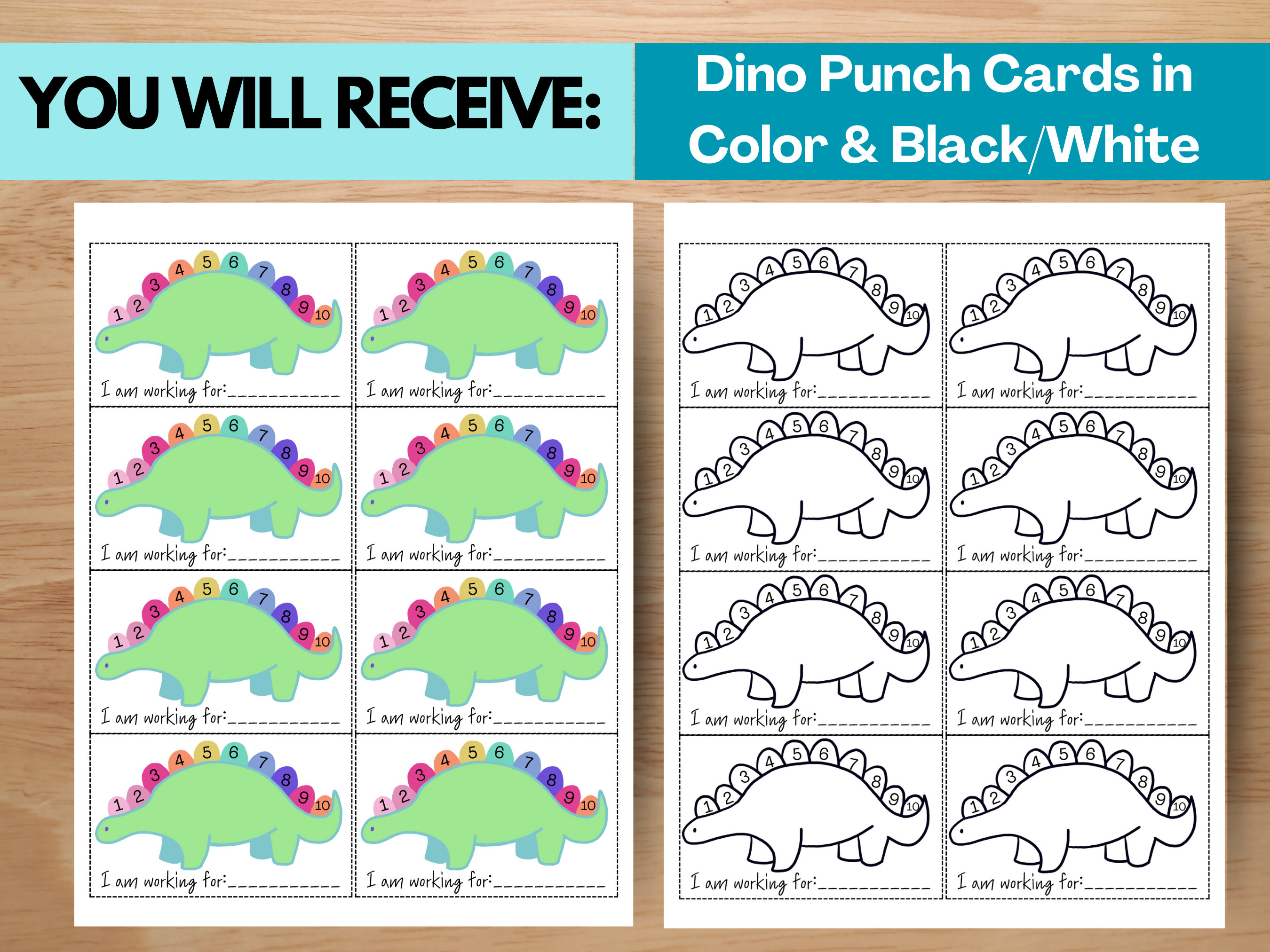 Dinosaur Positive Behavior Punch Card, Classroom Behavior Management ...