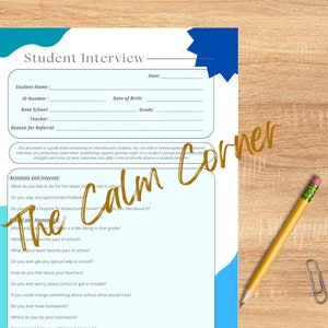 Student Interview Form Clinical Interview Form School - Etsy