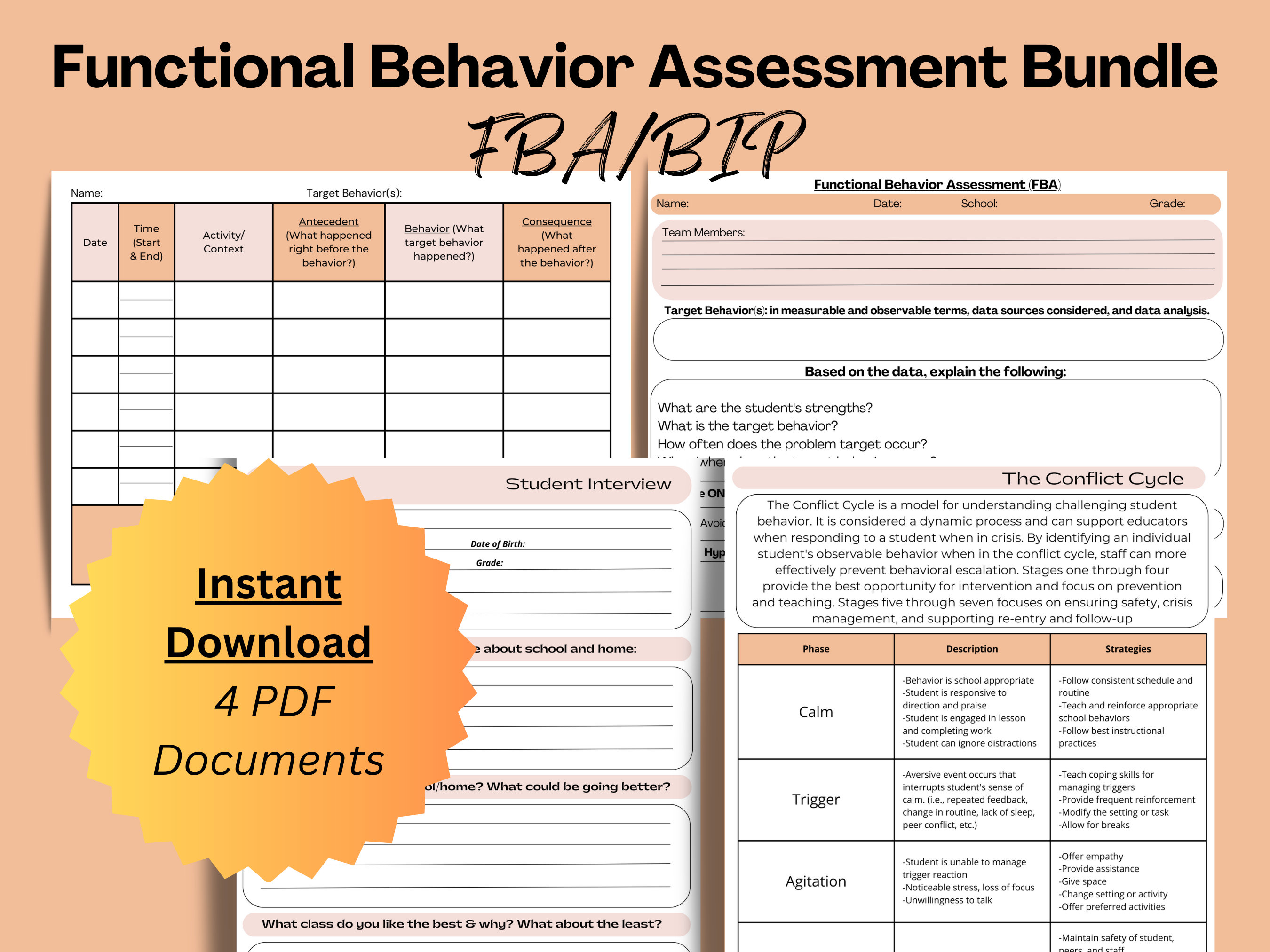 Functional Behavior Assessment Bundle FBA/BIP Special - Etsy