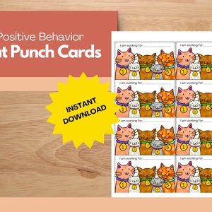 Cat-themed Positive Behavior Punch Card, Classroom Behavior Management ...