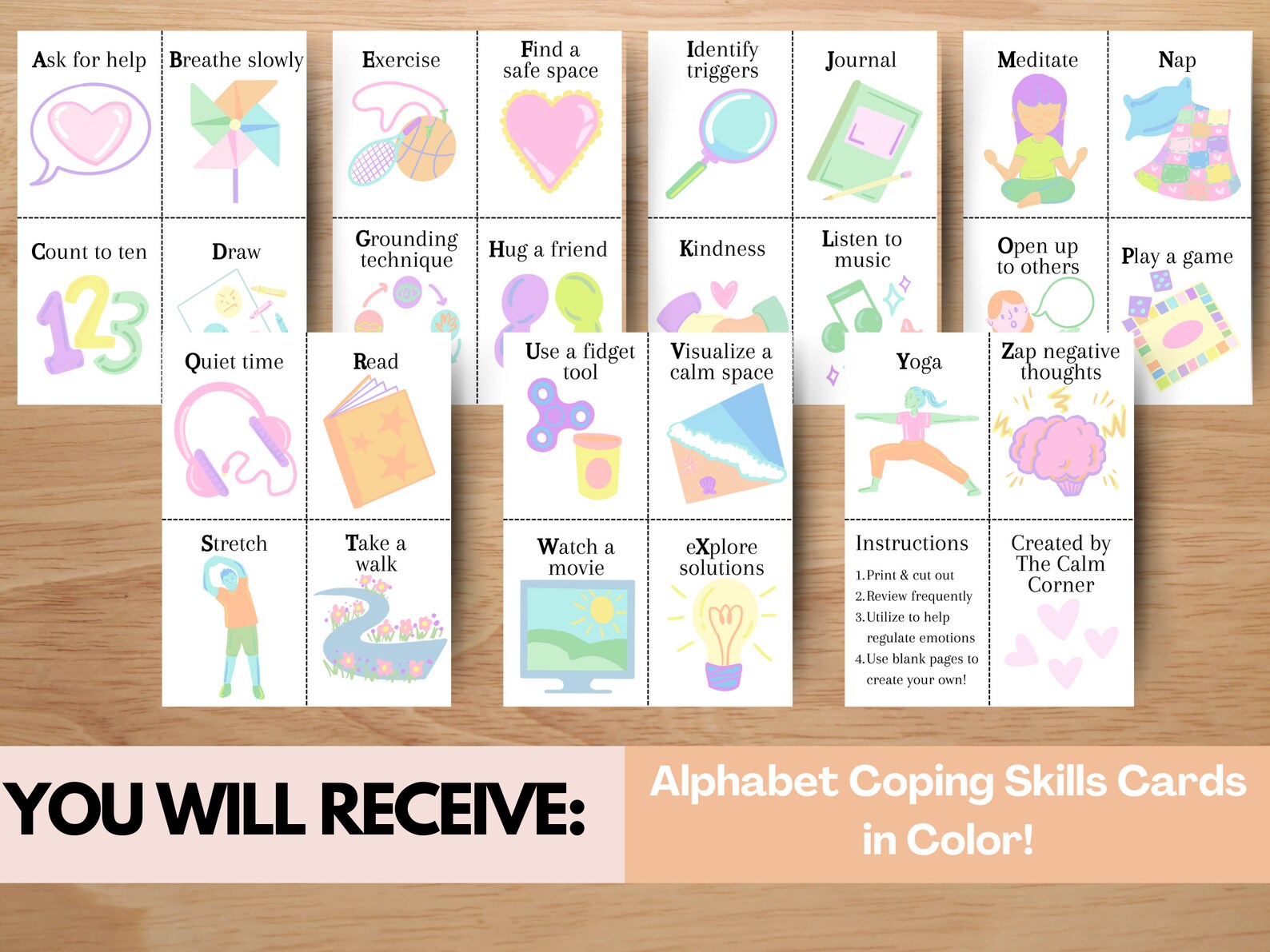 A-Z Coping Skills Cards, Social Emotional Learning, Coping Skills ...