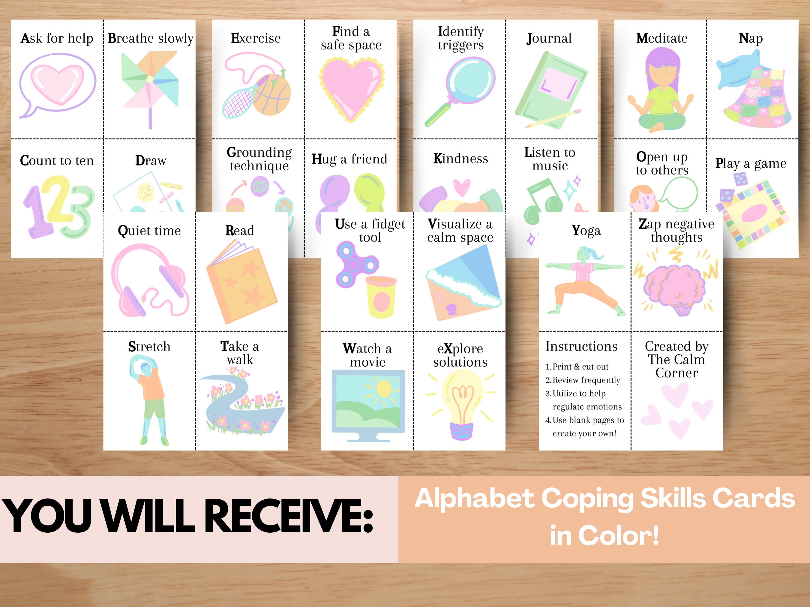 A-Z Coping Skills Cards, Social Emotional Learning, Coping Skills ...