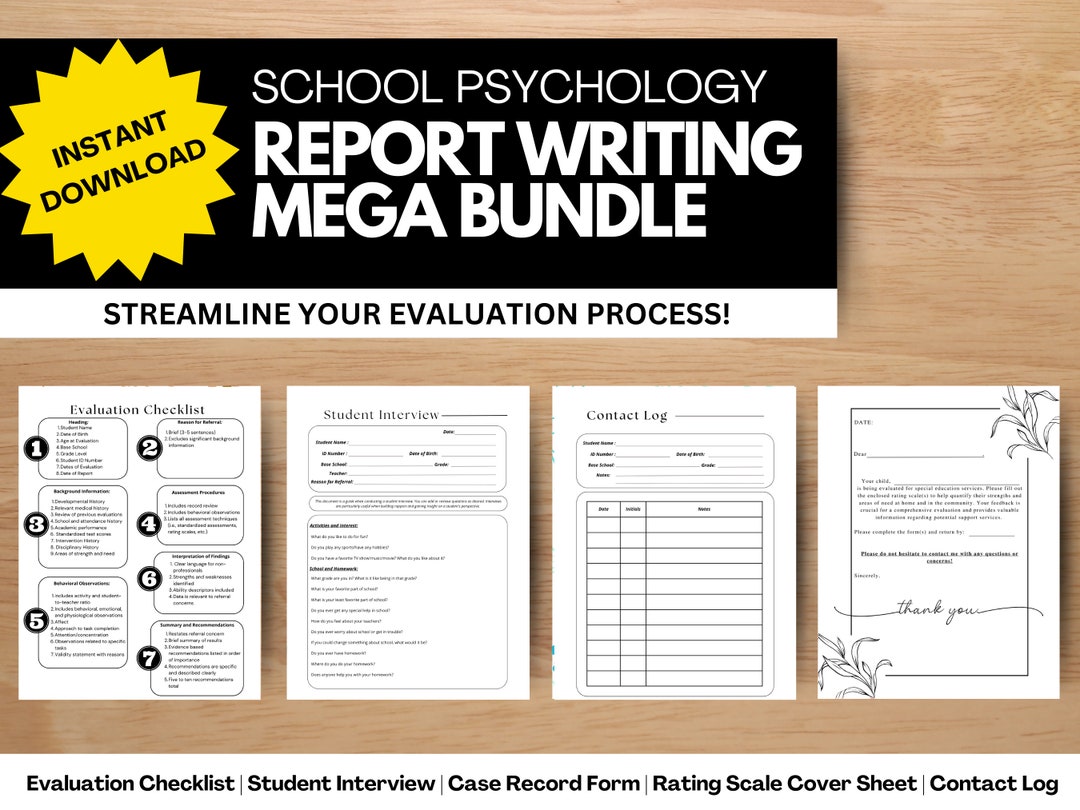 School Psychologist Report Writing Mega Bundle, School Psychology ...