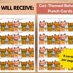 Cat-themed Positive Behavior Punch Card, Classroom Behavior Management ...