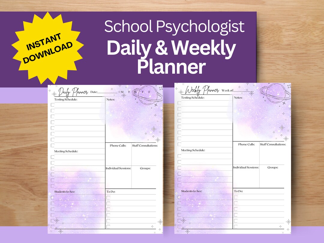 School Psychologist Daily Planner, School Psychologist Weekly Planner ...