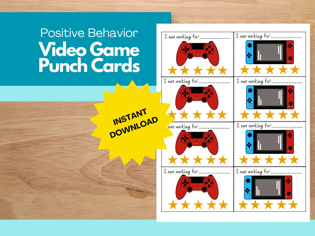Video Game Themed Positive Behavior Punch Card, Classroom Behavior ...