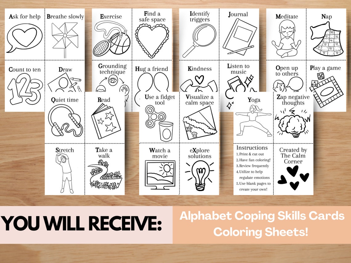 A-Z Coping Skills Cards, Social Emotional Learning, Coping Skills ...