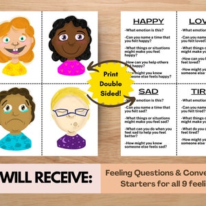 Feelings Skill Flashcards, Emotion Identification for Kids, Social ...