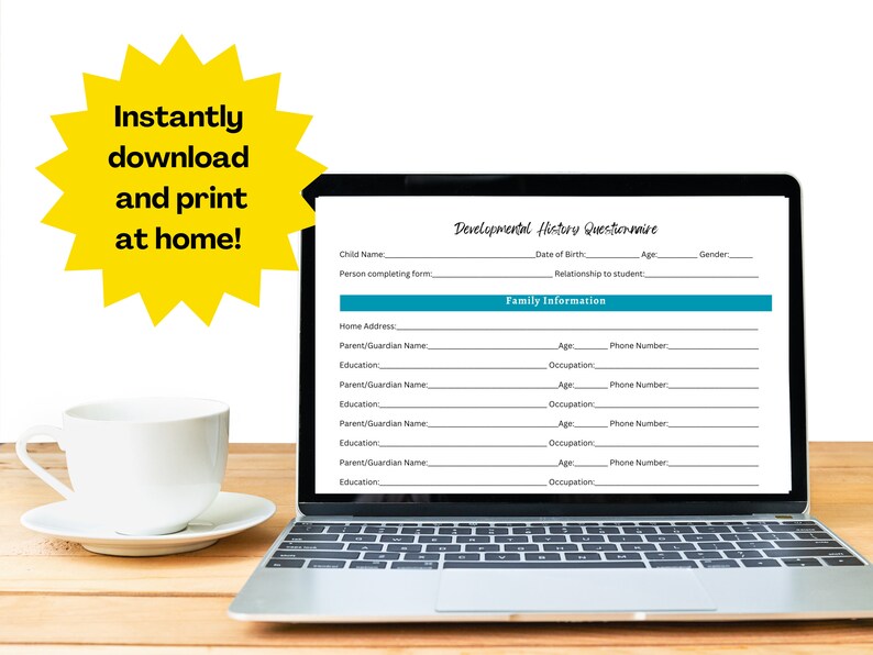 Developmental History Intake Form, Social History Interview Form ...