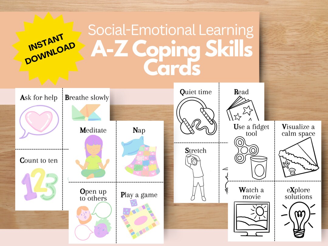 A-Z Coping Skills Cards, Social Emotional Learning, Coping Skills ...
