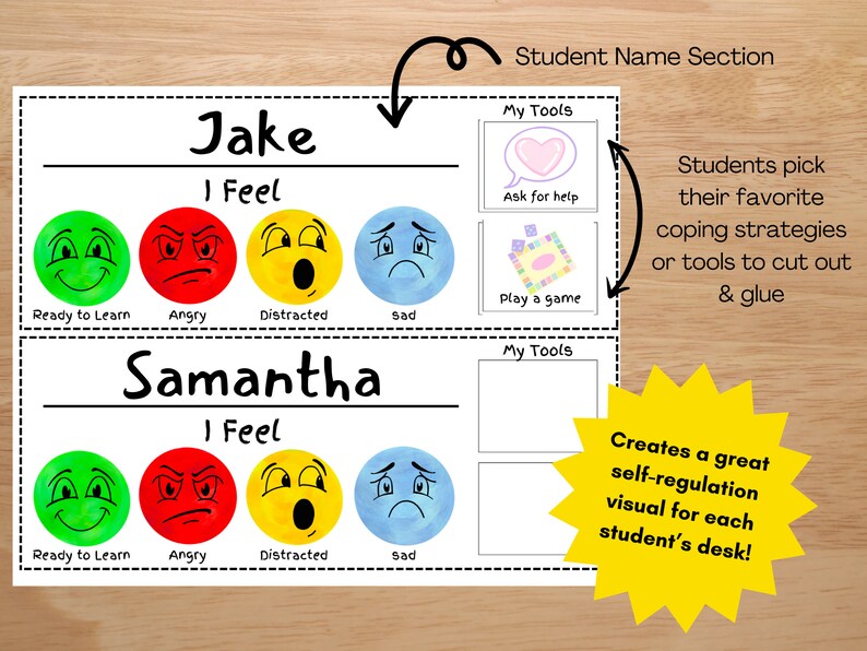 Self Regulation Classroom Nametag, Classroom Management Tool, Social ...