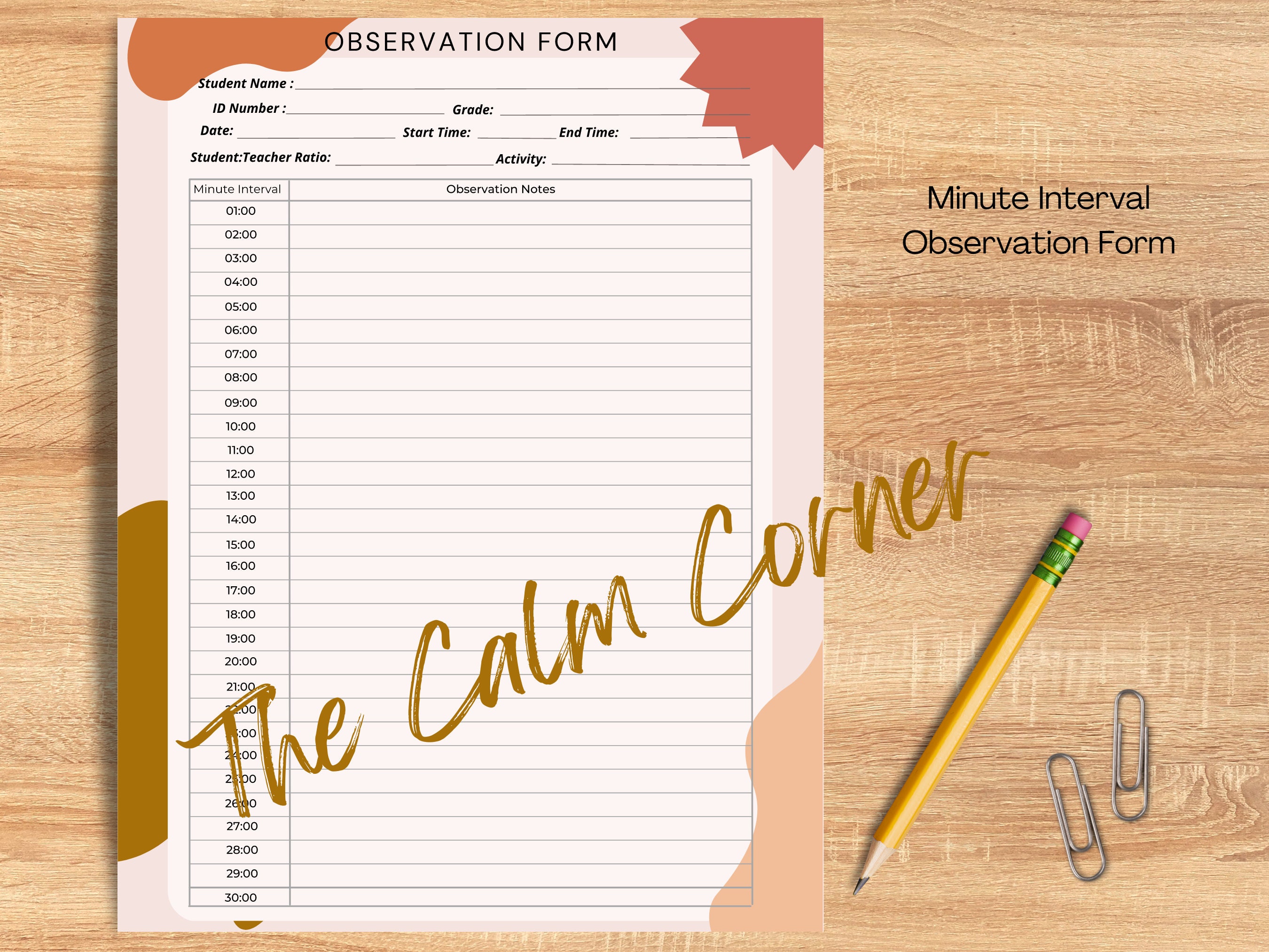 Observation Form | Classroom Observation Form | Time Interval ...
