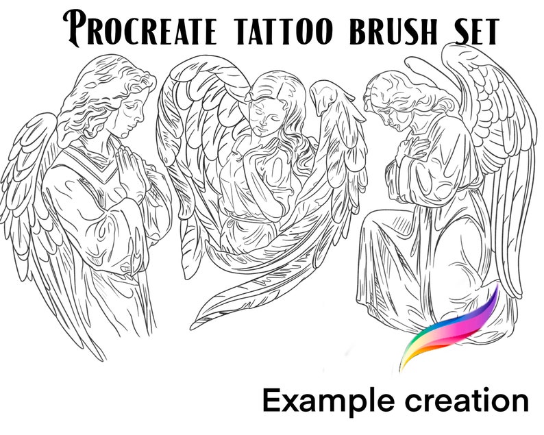 Procreate Tattoo Brush Set and Stamps. Angels - Etsy