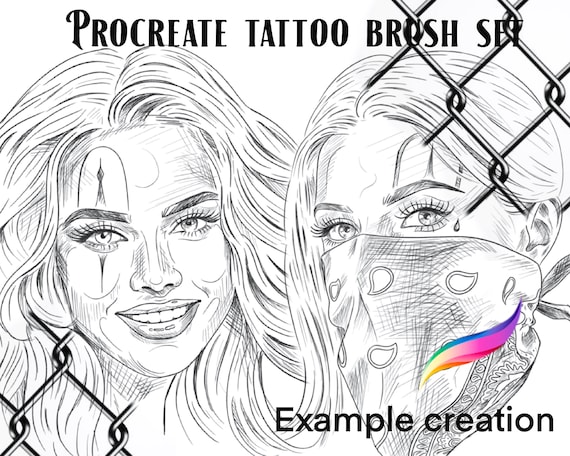Procreate Tattoo Brush Set and Stamps Chicano Girls | Etsy
