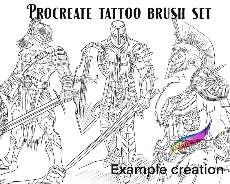 Procreate Stamps and Drawing Brushes Showcasing Warrior Themes: Knight ...