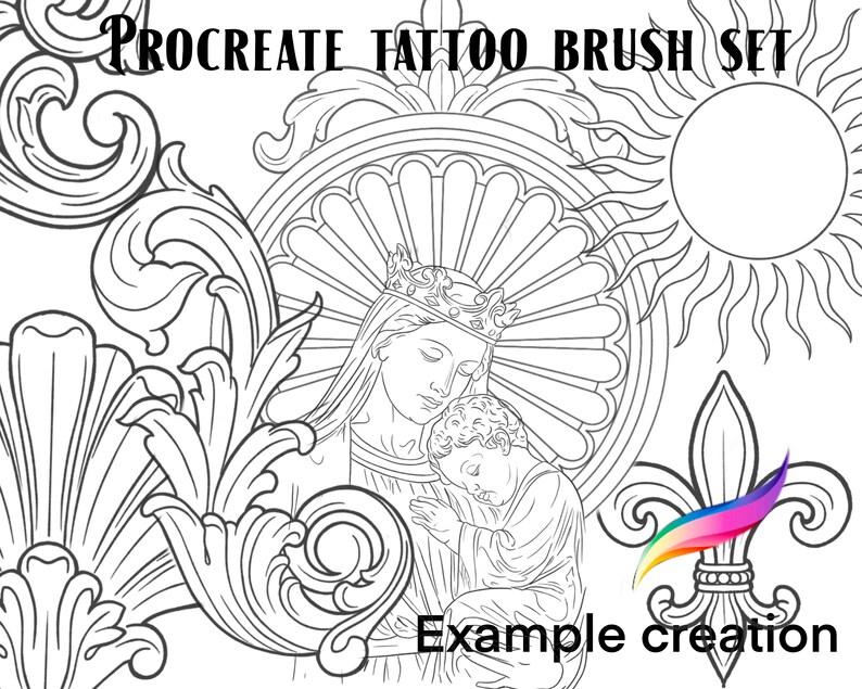 Procreate Tattoo Brush Set and Stamps 2 - Etsy