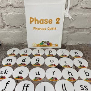 Phase 2 Phonics Coins, Letters & Sounds, Letter Recognition, Montessori ...